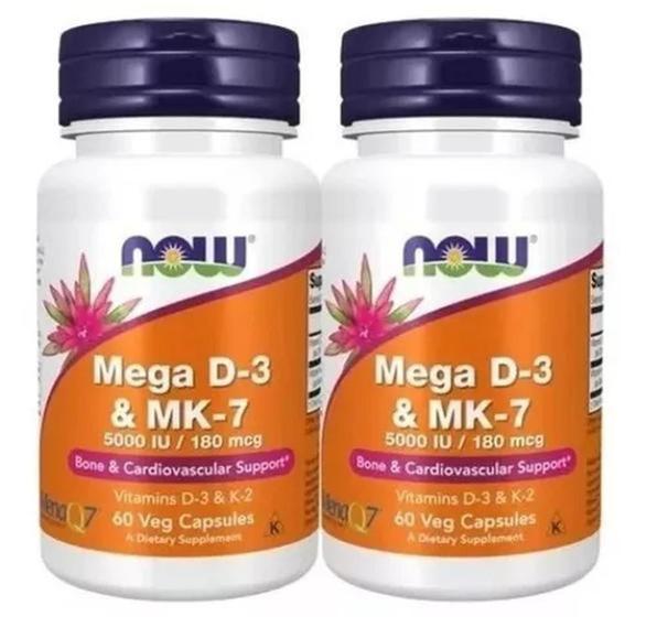 Kit 2 Potes Mega D3 & Mk-7 Now Foods Vitamina D3 (5000 Ui) - Vitaminas ...