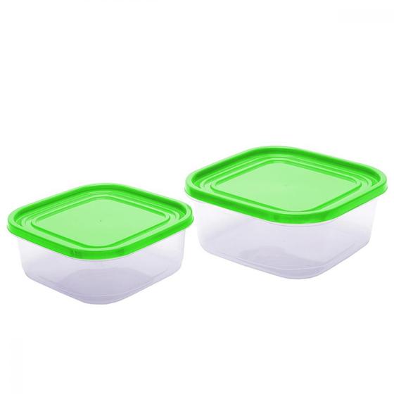 Kit 2 Potes quadrados plást. tampa Preta Hawaii 1,05-1,75L ...