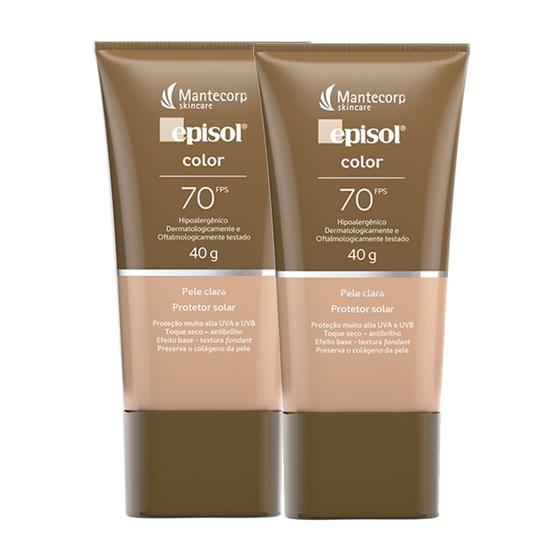 Kit 2 Protetor Solar Episol Color Pele Clara FPS 70 Loção com Efeito de ...