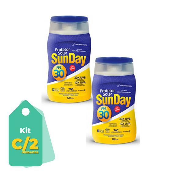 Kit 2 Protetor Solar FPS 30 1/3 UVA 120ml - Sunday - Nutriex - Protetor ...