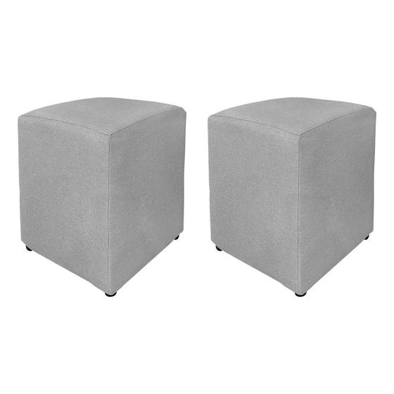 Kit 2 Puffs Quadrados Decorativo Laila em Linho Cinza - MóVEIS CASTELLI ...
