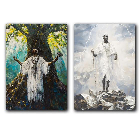 Kit 2 Quadros Decorativos Iroko e Ayrá Umbanda Candomblé Decoração ...