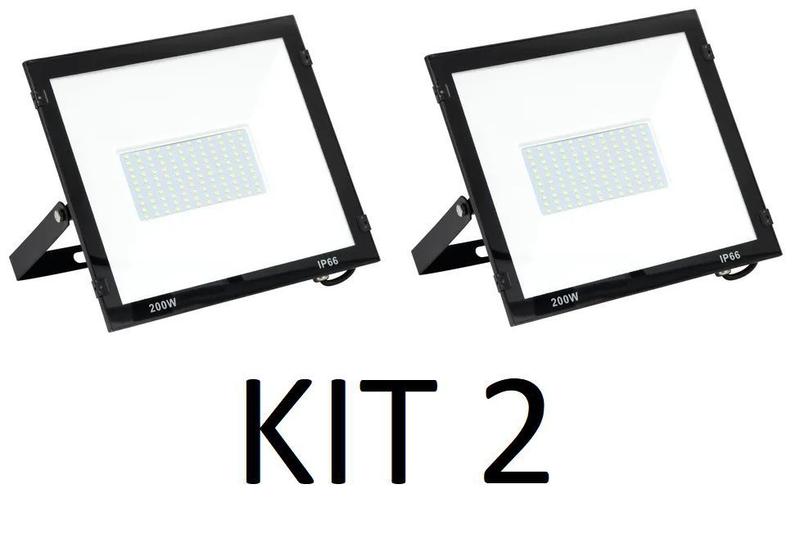 Kit 2 Refletor Holofote Led 200w Smd 6500K Branco Frio Decoração Casa ...