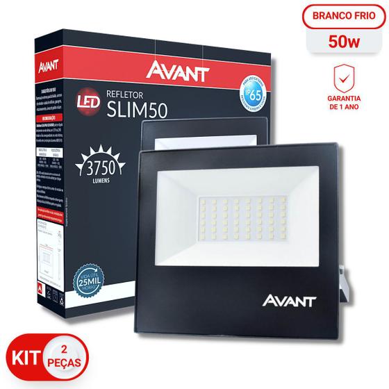 Kit 2 Refletores Led 50w Bivolt Branco Frio 6500k Avant - Refletor - Magazine Luiza