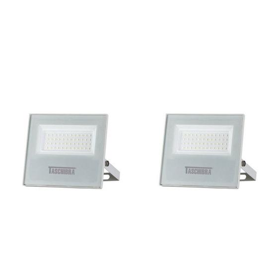 Kit 2 Refletores LED 50W TR Slim 6500k Luz Branca Bivolt Branco IP65 Taschibra - Refletor ...