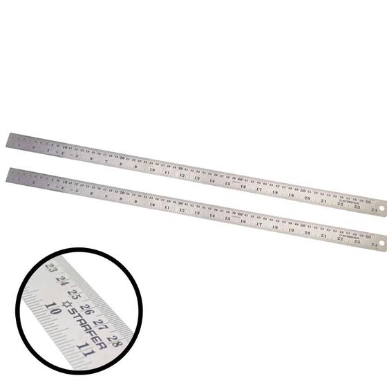 Kit 2 Régua Aço Inox 60cm Medição Desenho Projeto 24 Polegadas ...