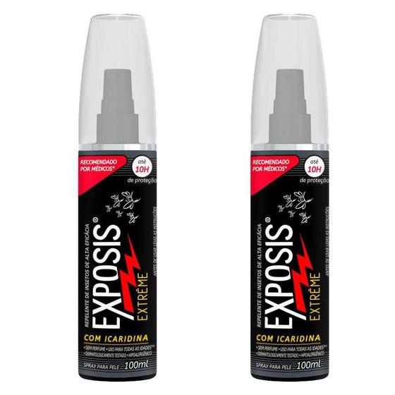 Kit 2 Repelente Exposis Extreme Spray Sem Perfume 100ml - Repelente ...