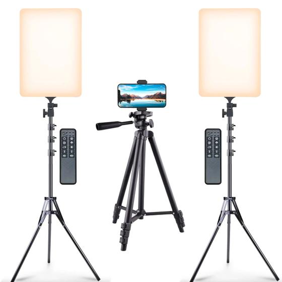 Kit 2 Ring Light Profissional Iluminador Retangular 23x43cm + Tripé ...
