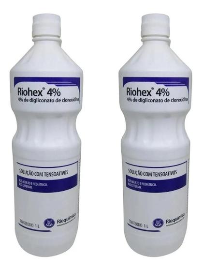 Kit 2 Riohex 4% Antissepsia Corexidina Tensoativos 1 Litro - Rioquimica ...