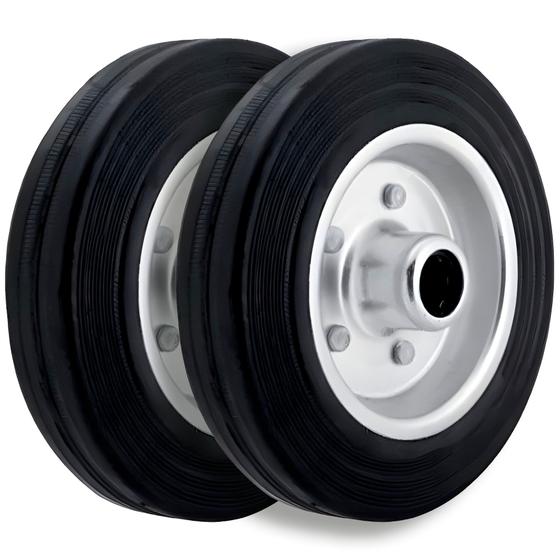 Kit 2 Rodas Maciças De Borracha Para Carrinho e Carriola 180kg Sem ...