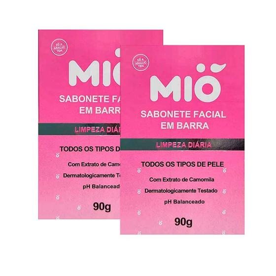 Kit 2 Sabonete em Barra Facial Mió Todos os Tipos de Pele 90g ...