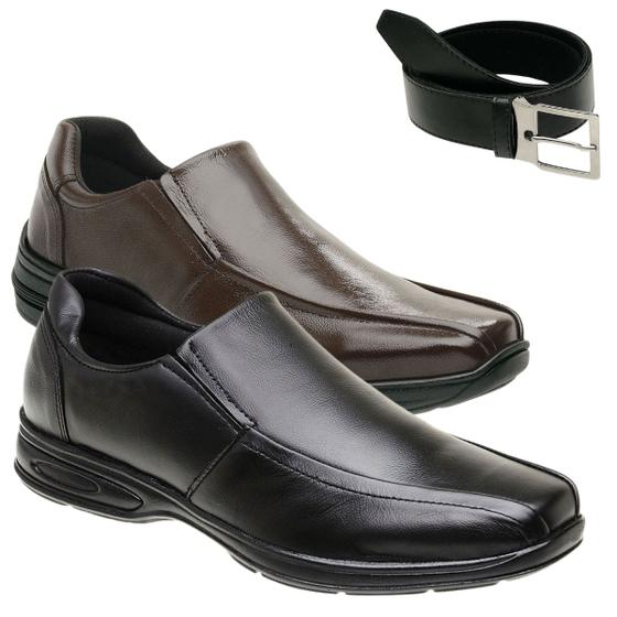 Kit 2 Sapatos Mocassim Social Solado Ortopédico Couro Legítimo ...