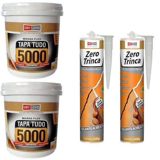 Kit 2 Selante Acrílico Zero Trinca 420g + Kit 2 Massa Super Flex Tapa Tudo 5000 Pote 340g - Dry ...