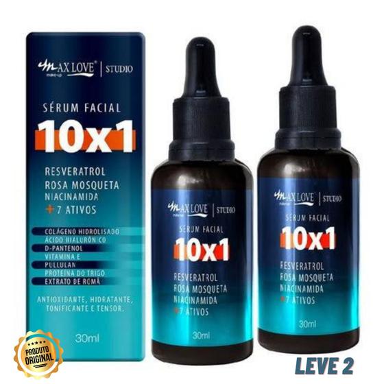 Kit 2 Sérum Facial Max Love 10 x 1 Blend Ácido Hialurônico Antioxidante ...