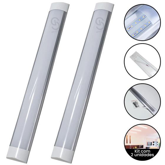 Kit 2 Sobrepor Luminaria Led 40w Slim Tubular 6500k 120cm 036bf ...