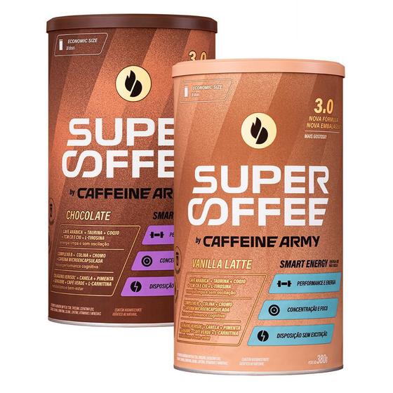 KIT 2 Super Coffee 3.0 - Baunilha e Chocolate 380g - CAFFEINE ARMY ...