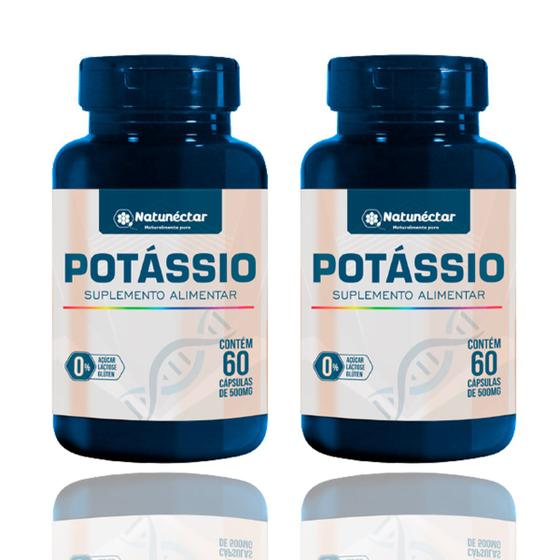 Kit 2 Suplemento Potassio Quelato Pote 60 Capsulas de 500mg Natunectar ...