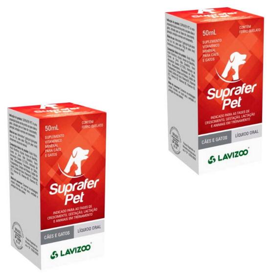 Kit 2 Suprafer Pet 50mL Suplemento Ferro Cães/Gatos Lavizoo - Vitaminas ...