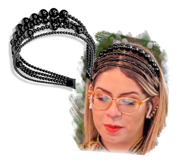 Kit 2 Tiaras Pérolas 4 Arcos Marília Mendonça Preta e Branca - Kuff ...