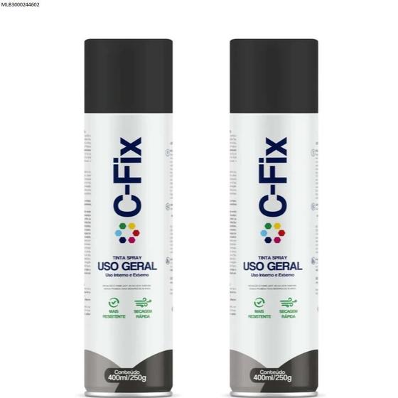 Kit 2 Tintas Spray Preto Fosco Uso Geral Inte/ext 400ml Cfix - C-fix ...
