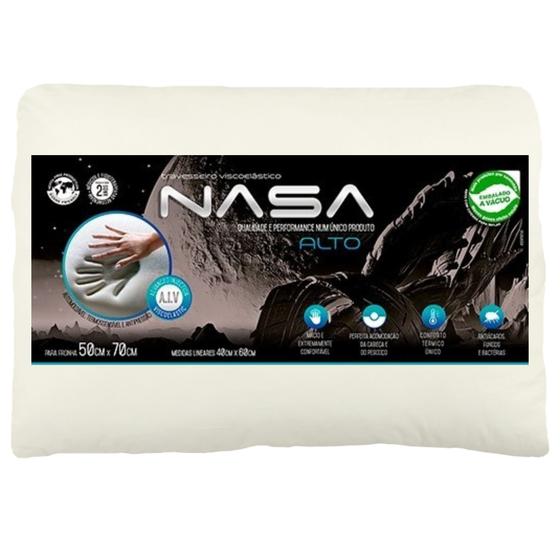 Kit 2 Travesseiro Nasa Antiácaro Formato Plano Algodão 50x70cm Branco ...