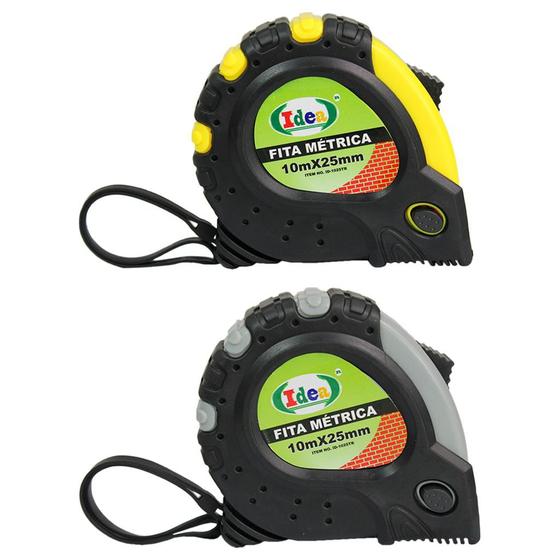 Kit 2 Trenas 10 Metros Corpo Emborrachado Fita 25mm Aço - Idea - Trena ...