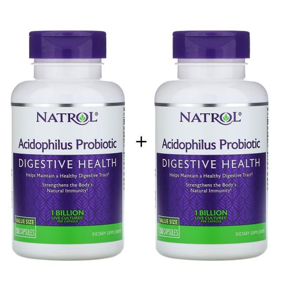 Kit 2 Un Probiótico Acidófilos 1 Bilhão 150 Cápsulas - Natrol ...