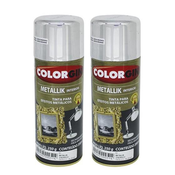 Kit 2 uni Tintas Spray Cromado 350ml - Colorgin - Tinta Spray para ...