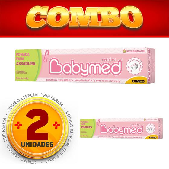 Kit 2 Unidades Babymed Menina Cimed Pomada Para Assaduras infantil 45g ...