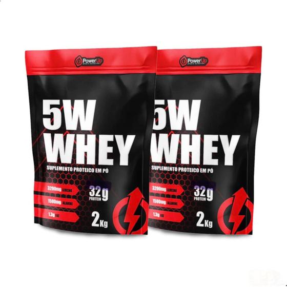 Kit 2 Unidades Refil 5W Whey Protein 4KG Suplemento Alimentar Power UP ...