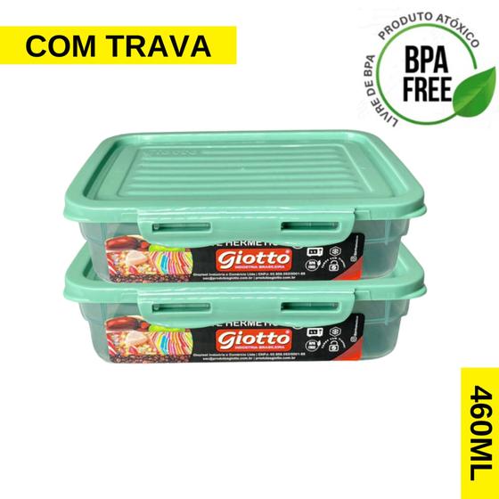 Kit 2 Vasilhas Herméticas Retangulares Com 2 Travas 460ml Cozinha Casa Giotto - Pote - Magazine ...
