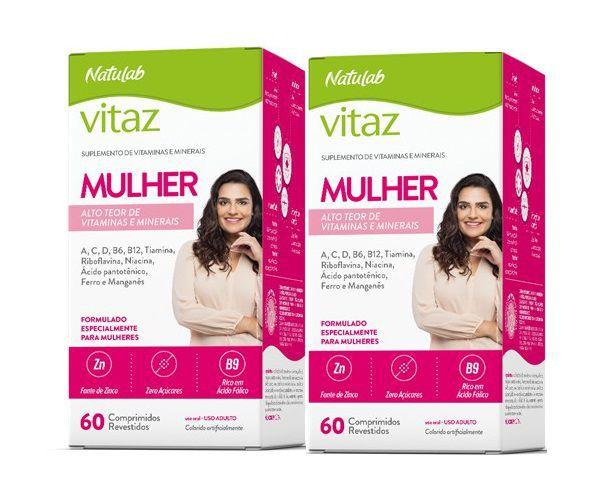 Kit 2 Vitaz AZ Mulher 60 Capsulas Natulab Imunidade Energia ...