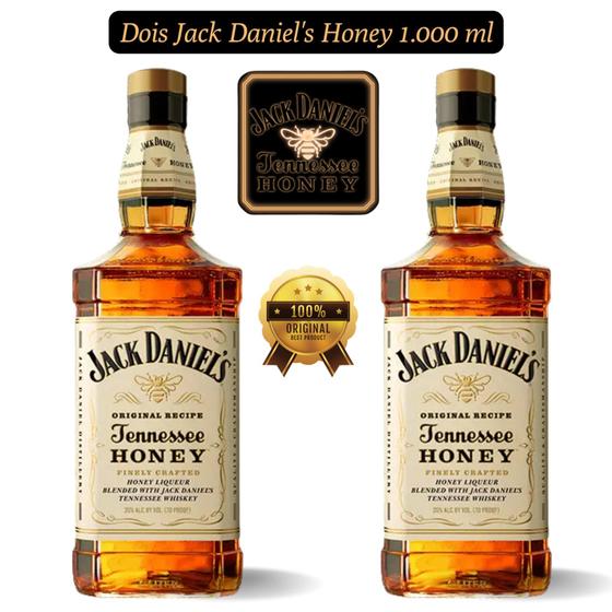 Kit 2 Whiskey Jack Daniel's Tennessee Honey 1.000ml 35% vol - Jack ...