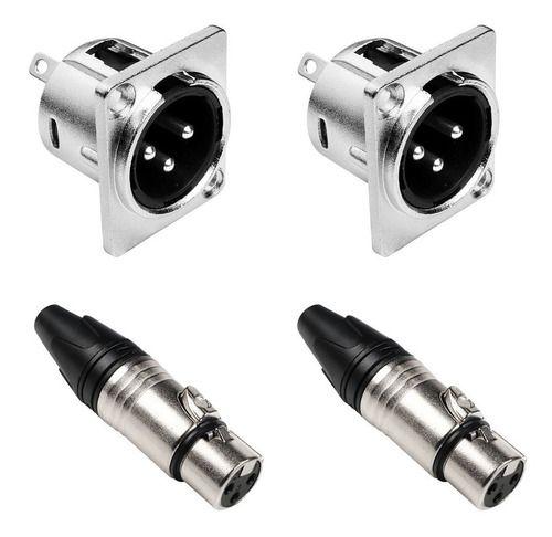 Kit 2 Xlr Macho Painel Metálico + 2 Xlr Fêmea Linha Luminos - Plugs e ...