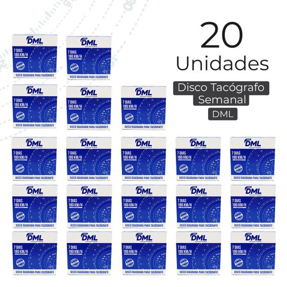 Kit 20 Caixa Disco Tacógrafo Semanal 7 Dias 180 Km Dml - Disco ...