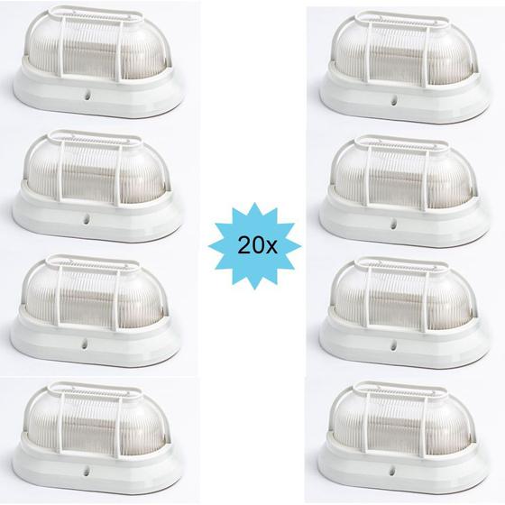 Kit 20 luminaria tartaruga arandela branca externa com grade - Syka Light - Luminária Tartaruga ...