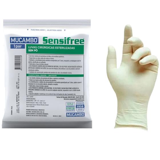 Kit 20 pares Luva Latex Cirúrgica Esteríl Mucambo SensiFree - Luva de ...