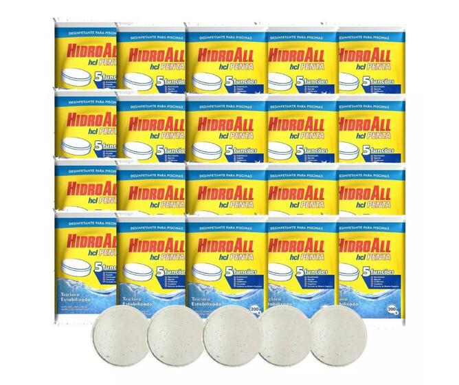 Kit 20 Pastilhas de Cloro 5 em 1 Tablete 200G HCL PENTA - HTH - Cloro ...