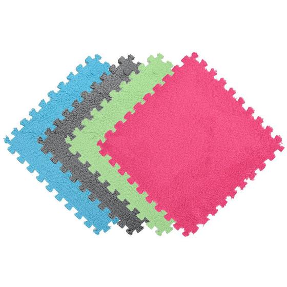 Kit 20 Tapete EVA Pelúcia Piso Macio Criança Bebe 30x30cm Coloridos ...