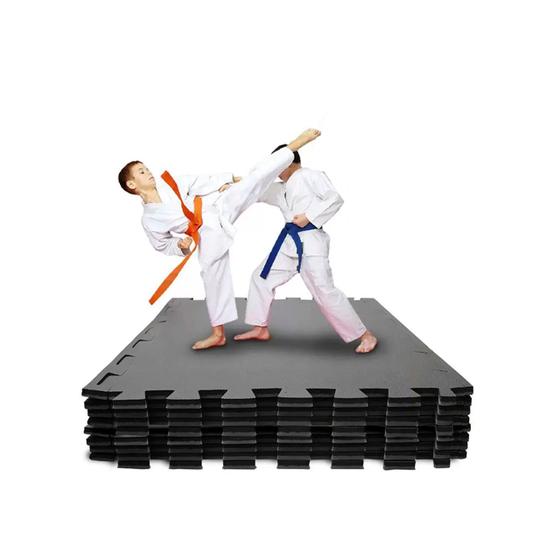 Kit 20 Tapetes Tatame Eva 50x50 10mm Preto Academia Escola Jiu Jitsu ...