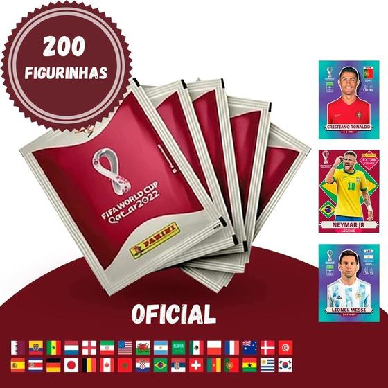 Kit 200 Figurinhas Copa Do Mundo 2022 com 40 Pacotinhos Oficial ...