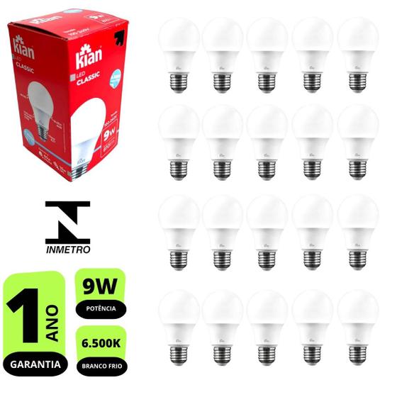 Kit 20X Lâmpadas Led Bulbo 9w Econômica Branca Fria E27 - KIAN - Lâmpada de LED - Magazine Luiza