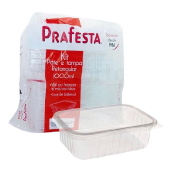 Kit 24 Unid. Pote Plastico Retangular Descartável PRAFESTA 250 / 350 / 500 / 750 / 1000ml ...