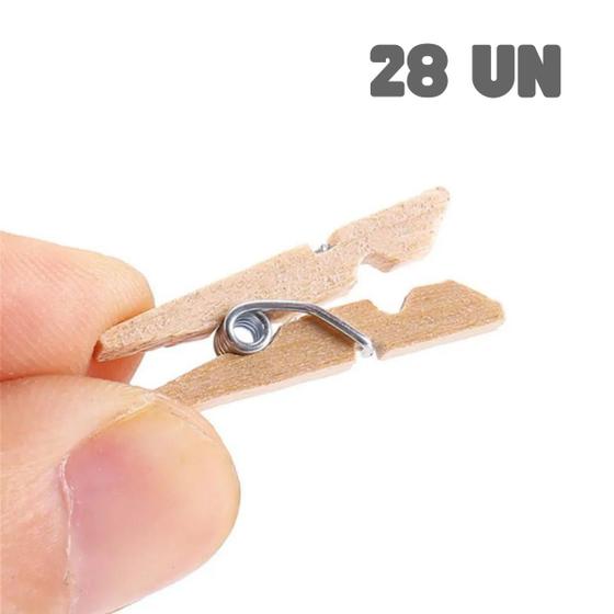 Kit 28 Mini Pregador Prendedor Madeira Natural Fotos Decoração - HUG ...