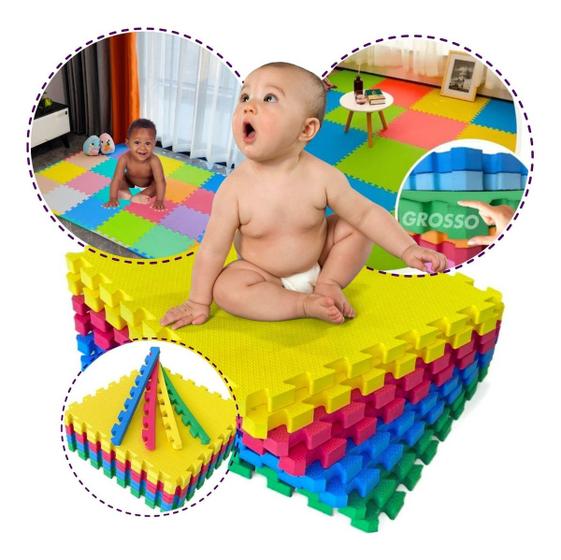 Kit 28 Tapetes Tatame Infantil Bebe 50x50 10mm Eva Premium - 28 Tapetes ...