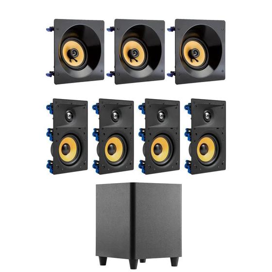 Kit 2E 7.1 Caixas de embutir 3 peças SA65 4 peças R5 e 1 peça subwoofer ...