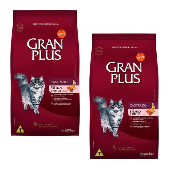 Kit 2Un Ração Gran Plus Gato Adultos Castrados Salmão 10,1Kg - Ração ...