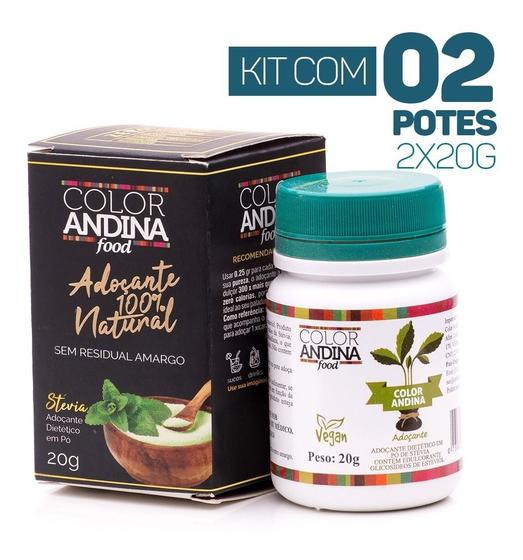 Kit 2x 20g Adoçante Em Pó 100% Natural Stévia Color Andina - Adoçante ...