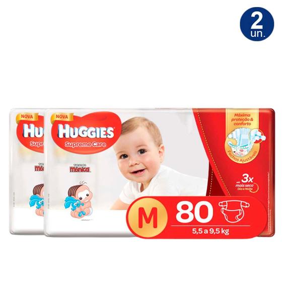 Kit 2X 80 Fraldas Fralda Huggies Supreme Care Tamanho M Pacote Hiper ...