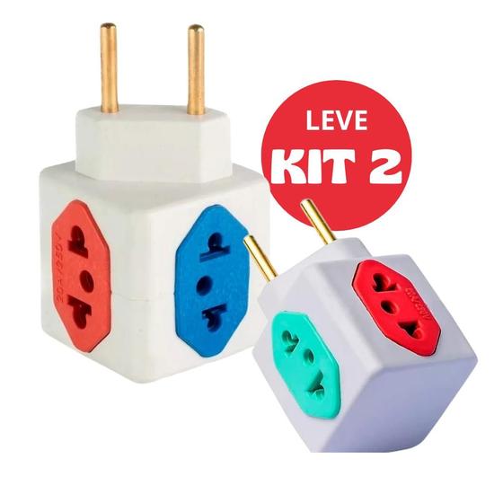 Kit 2x Benjamin Adaptador Universal Tomada Elétrica 4 Entradas Plug ...